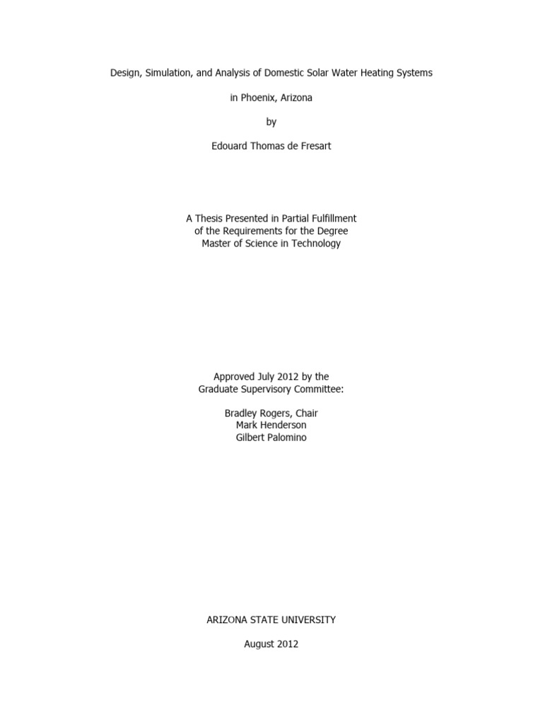 Design, Simulation, and Analysis of Domestic Solar Water Heating ... Design, Simulation, and Analysis of Domestic Solar Water Heating ...
