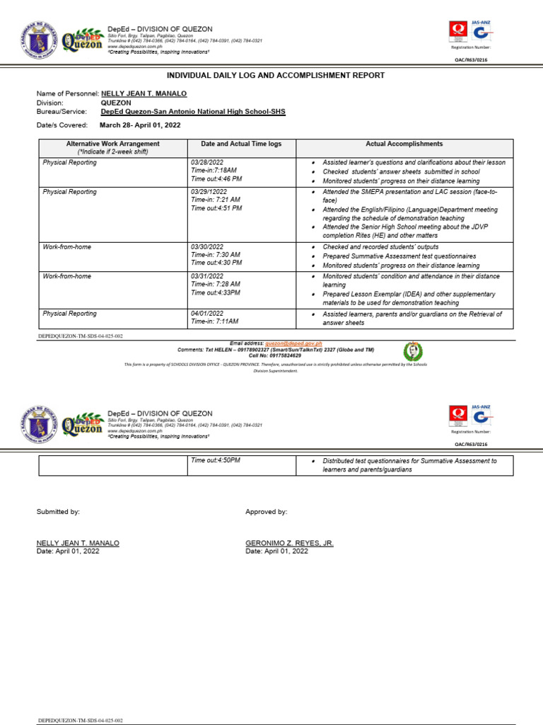 IDLAR MArch 28 April 01 2022 | PDF | Cognition | Behavior Modification