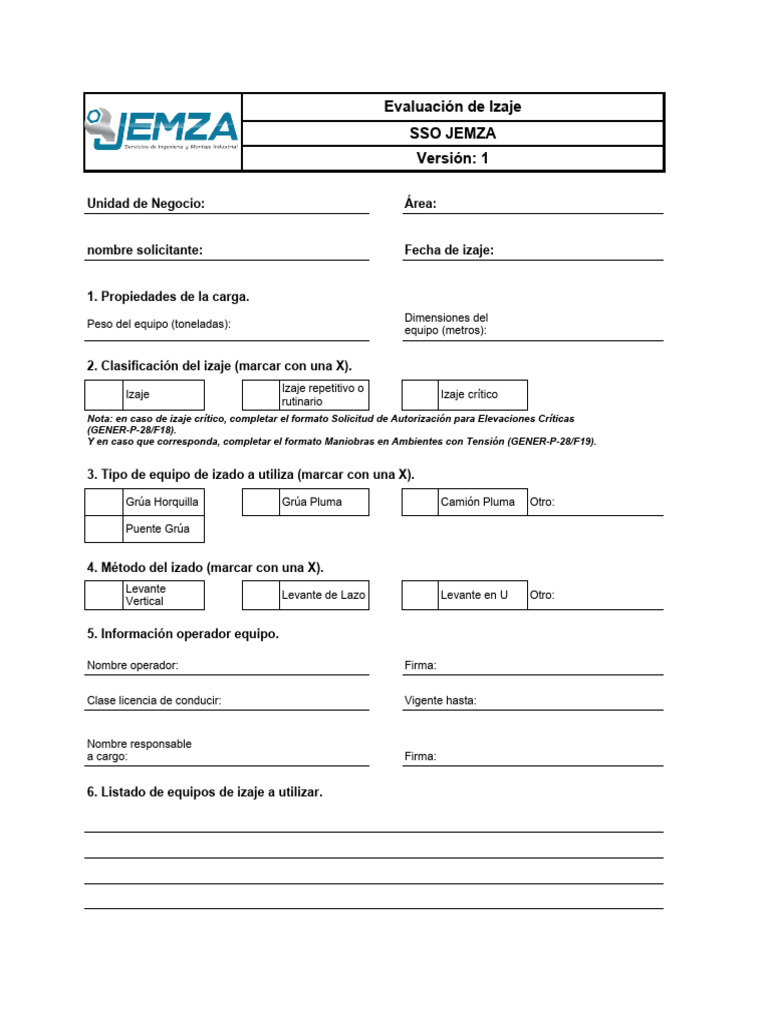 Formato Izaje Jemza | PDF | Tecnología