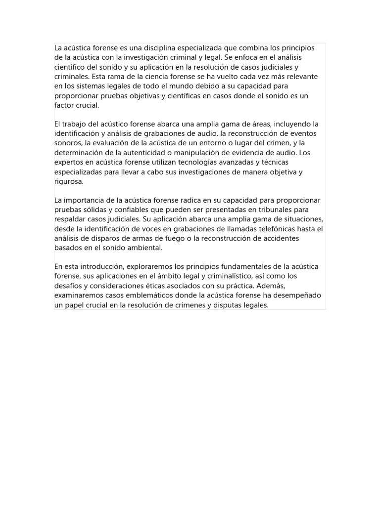 La Acústica Forense Es Una Disciplina Especializada Que Combina Los ...