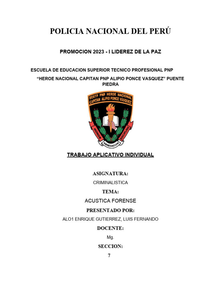 Acústica Forense en Criminalística PNP | PDF | Ciencia forense | ruido