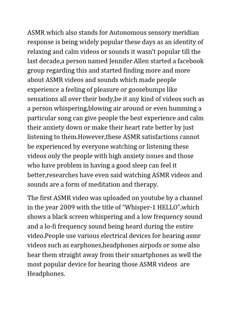 Asmr | PDF | Language Arts & Discipline | Wellness