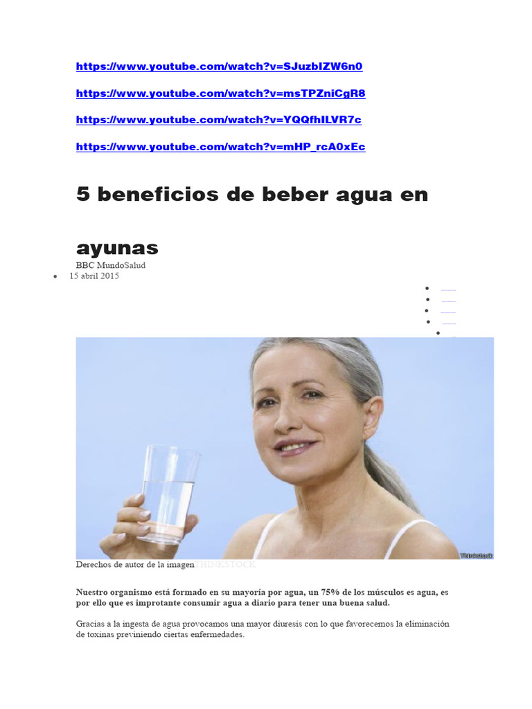 5 Beneficios de Beber Agua en Ayunas | PDF | Agua | Nutrientes