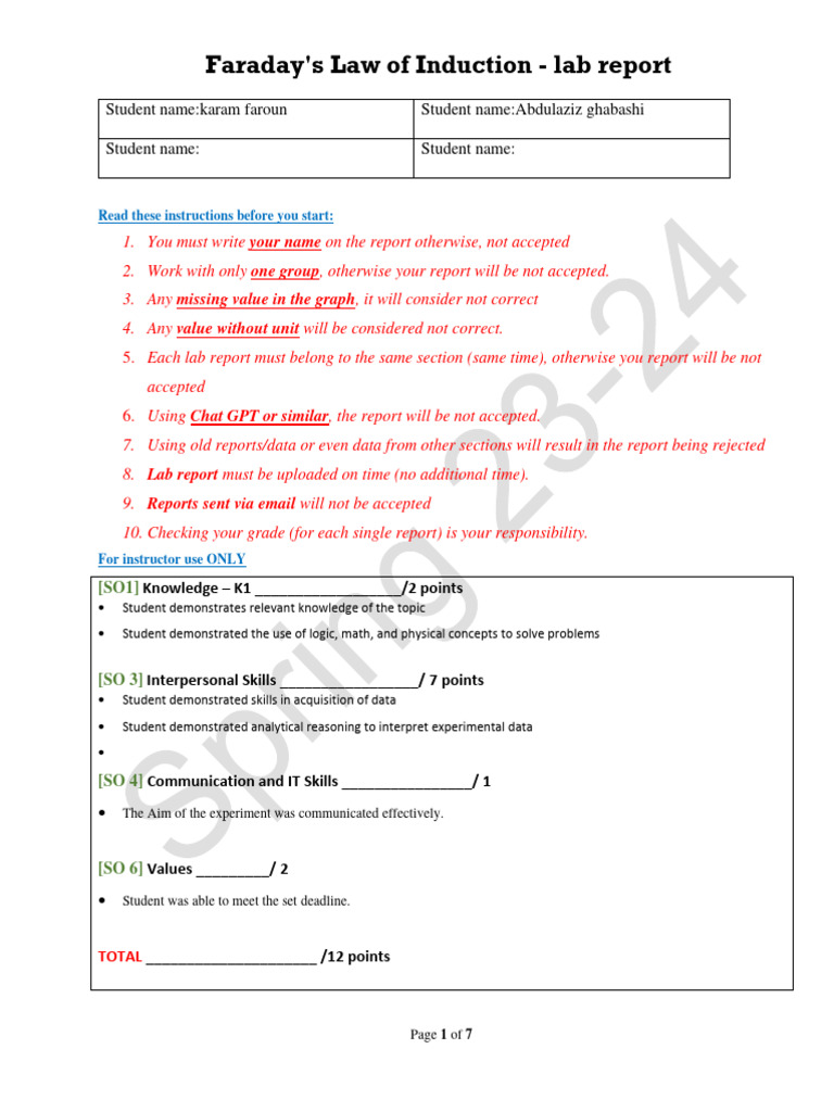 Faraday's Law Lab Report Analysis | PDF | Inductor | Electrical Engineering