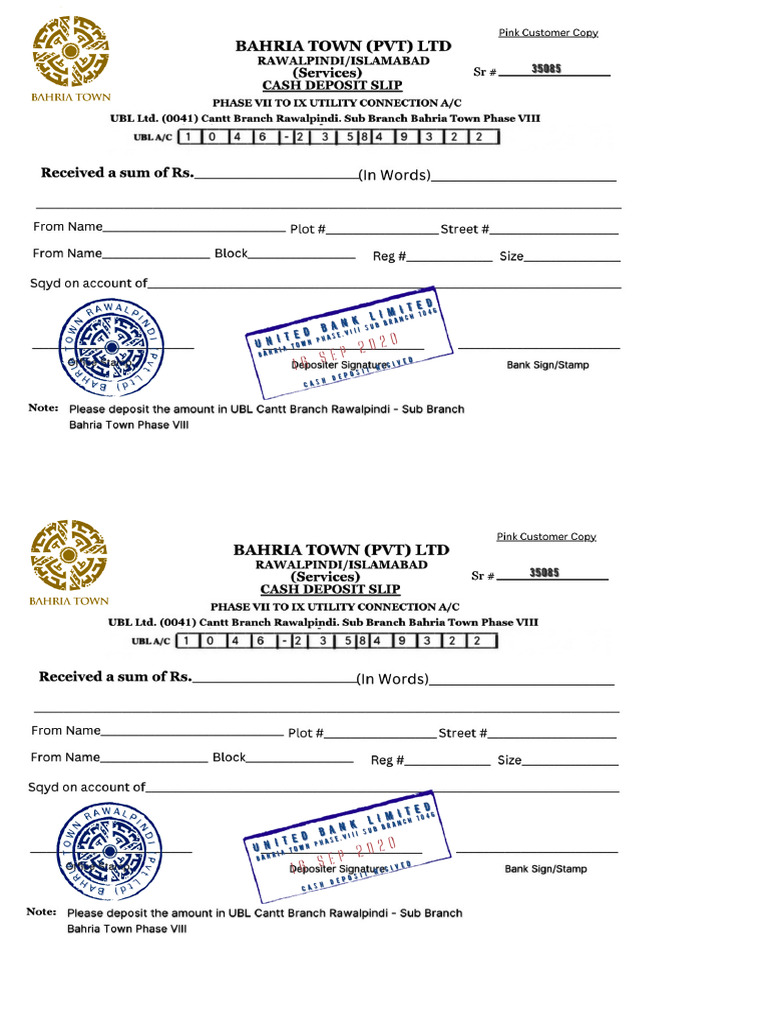 Bahria Town Attested Challan | PDF