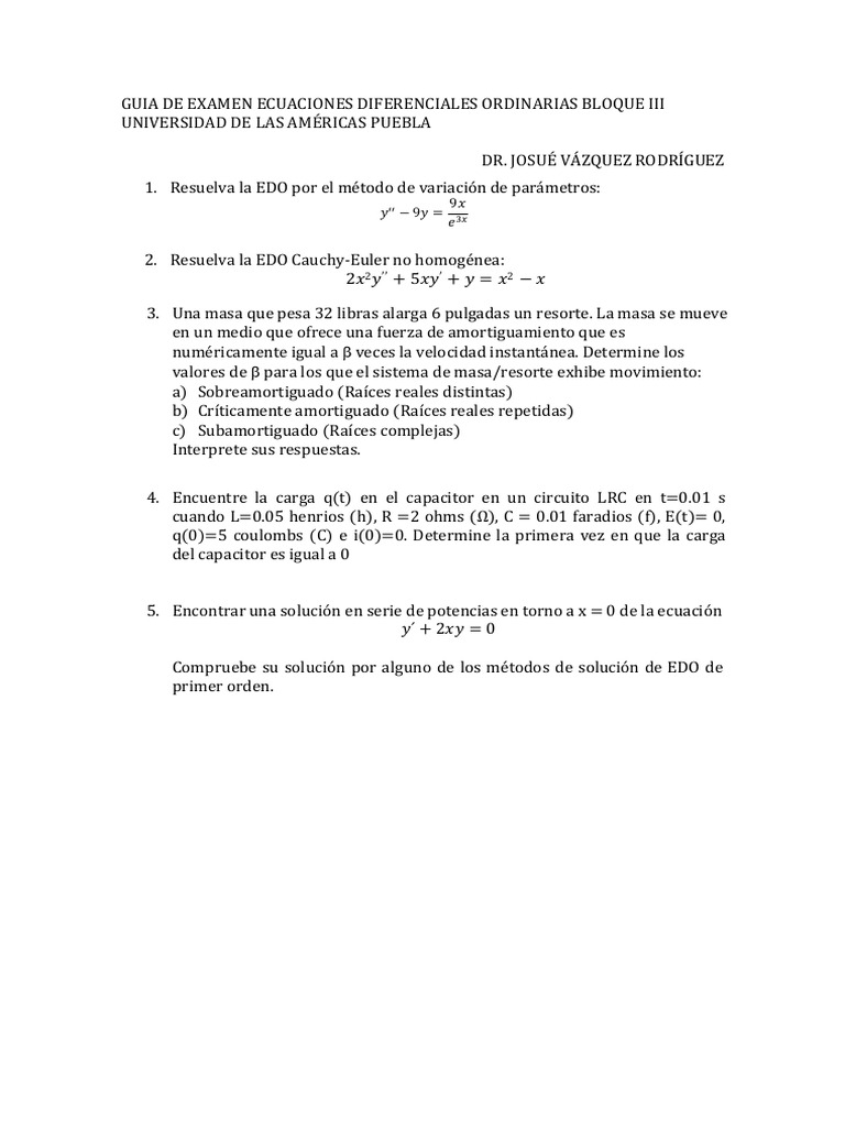 Guia de Examen Edo Bloque Iii | PDF