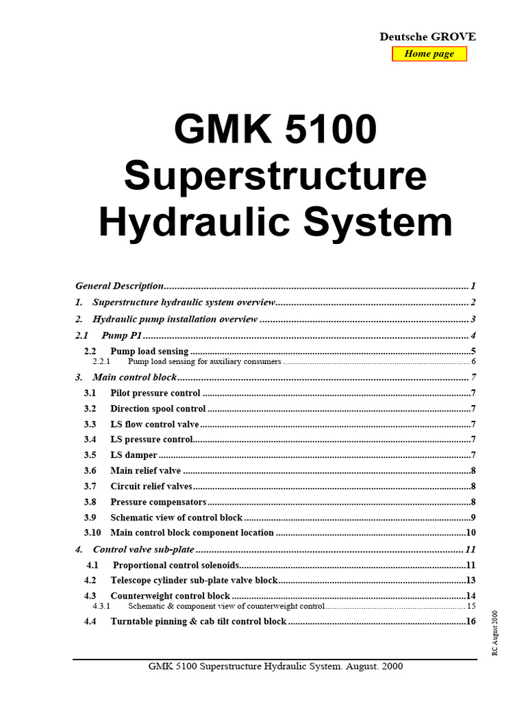 GMK 5100 Hydraulic System Overview | PDF | Pump | Valve