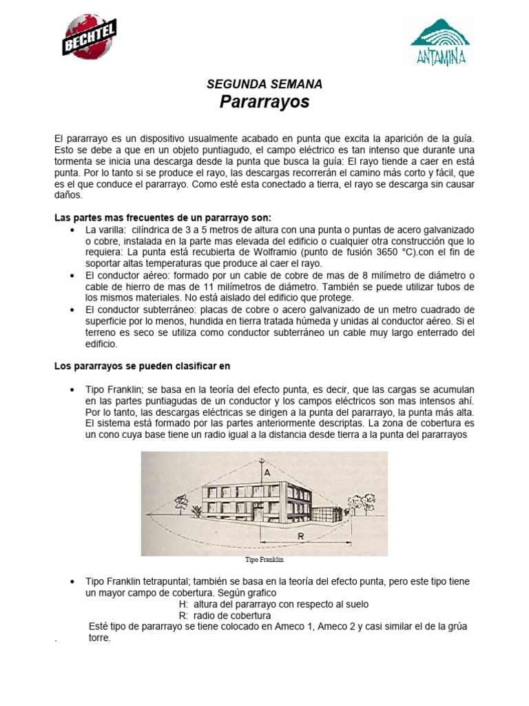 Tipos de Pararrayos y Funciones | PDF | Electricidad | Relámpago