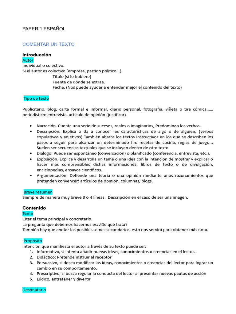 PAPER 1 ESPAÑOL | PDF | Lingüística | Gramática