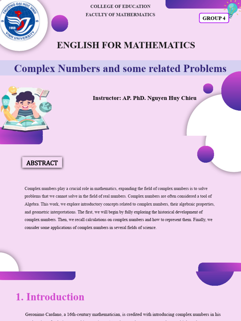 English For Mathematics - Group - 04 - 2023 | PDF | Complex Number ...
