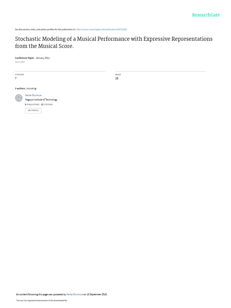 Stochastic Modeling Of A Musical Performance With Pdf Cluster Analysis Normal Distribution