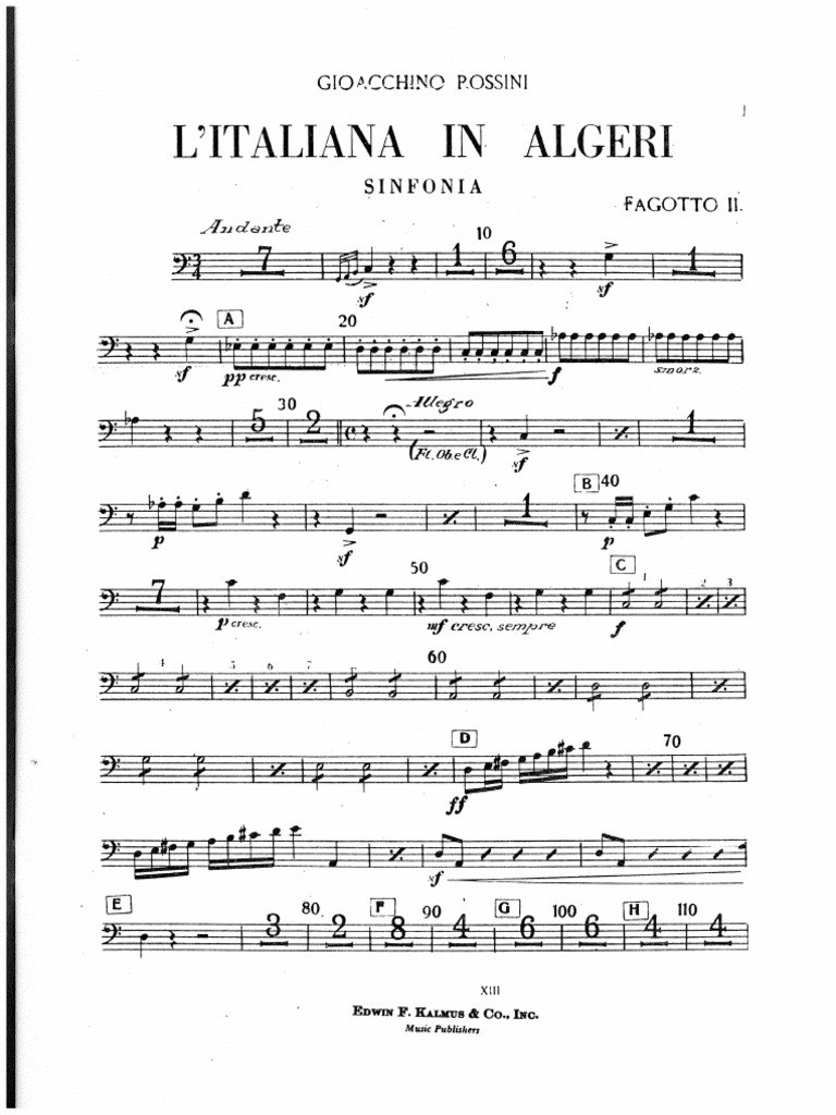 Rossini, L'Italiana in Algeri, Sinfonia - BN 2 | PDF