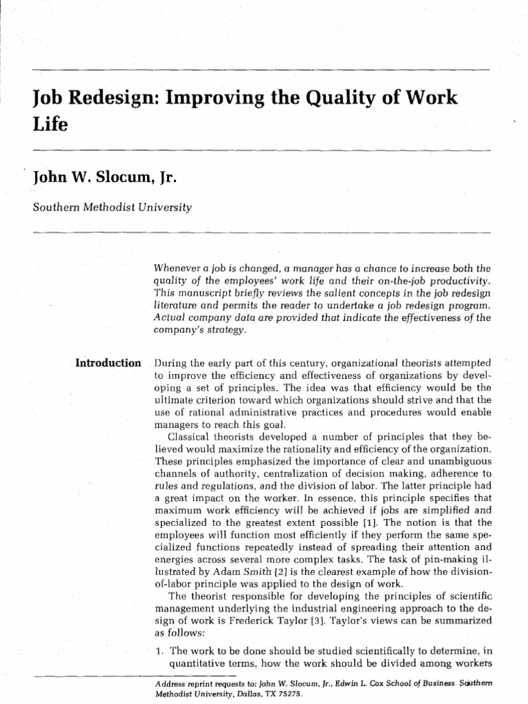 Job Redesign | PDF