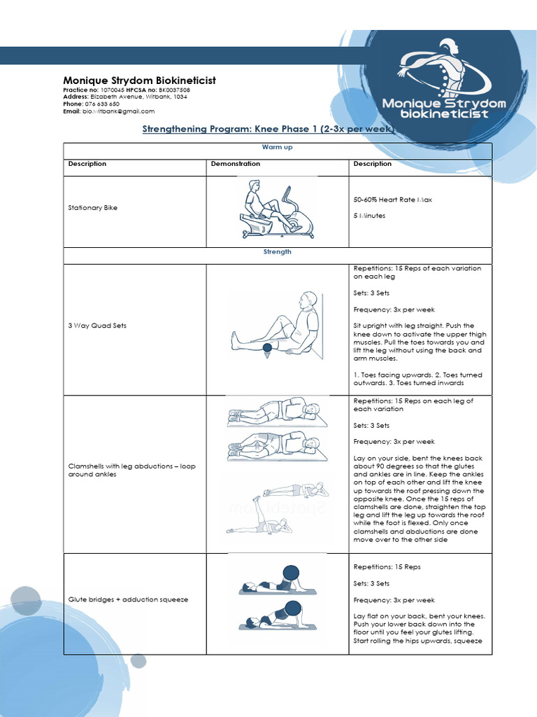 MS Biokineticist - Strengthening Knee Rehab Phase 1 | PDF | Anatomical ...