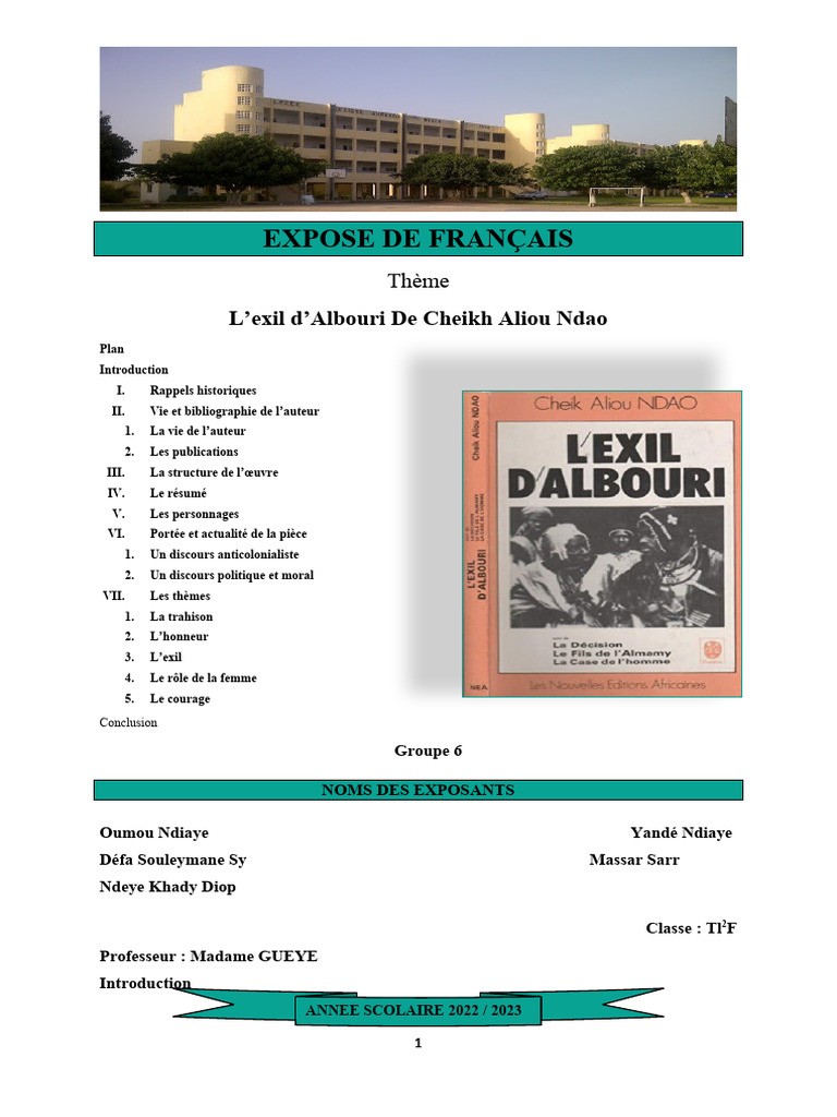L'Exil d'Albouri : Analyse et Résumé | PDF