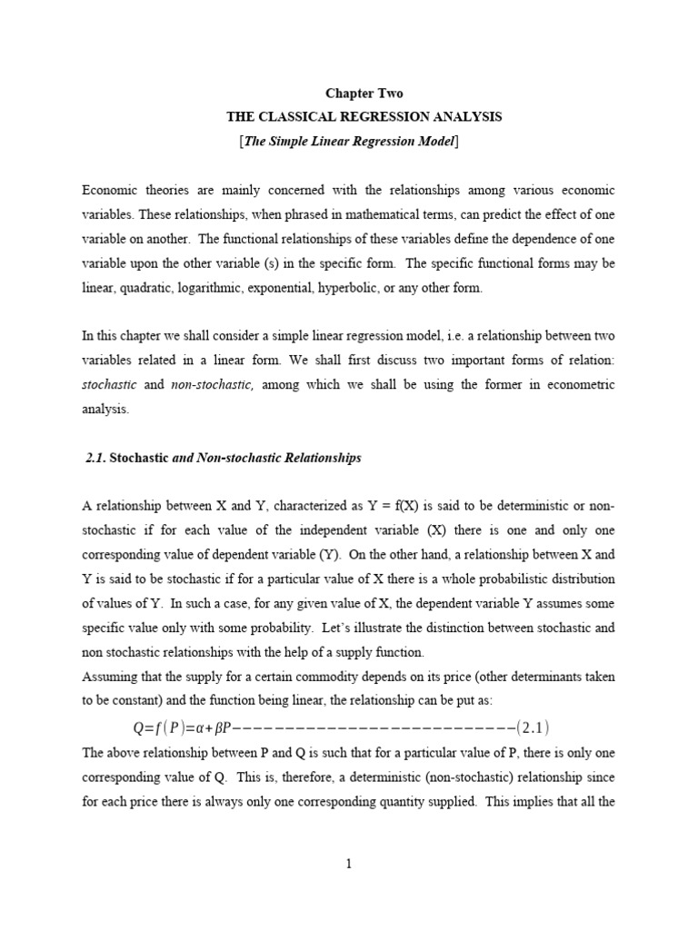 Econometrics Chapter Two | PDF | Ordinary Least Squares | Estimator