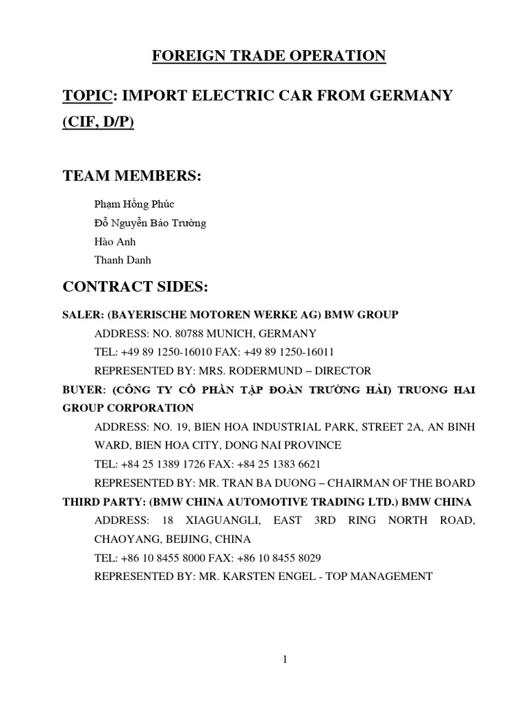 FTO-ImportElectriccar | PDF | Business | Freight Transport