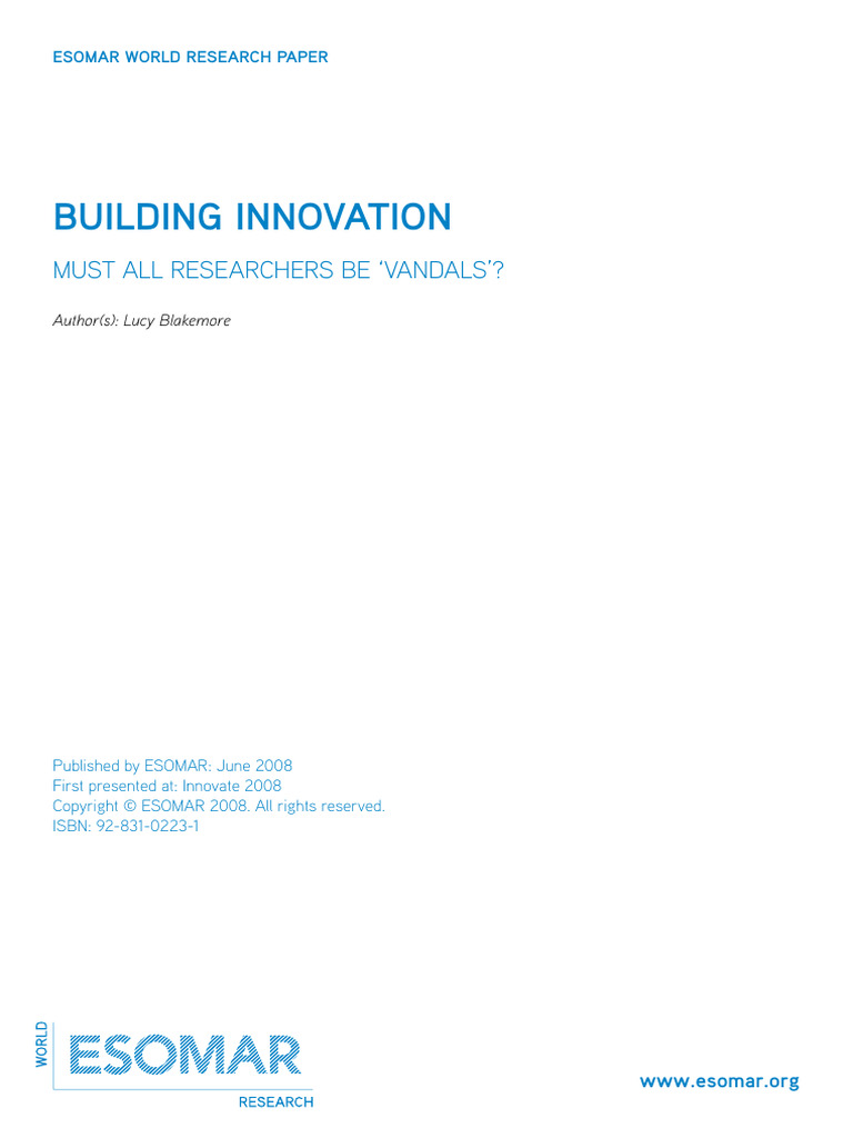 Esomar Building Innovation 2008 | PDF | Innovation | Architect