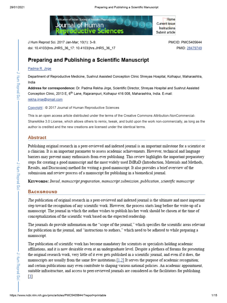 Preparing and Publishing A Scientific Manuscript | PDF | Open Access ...