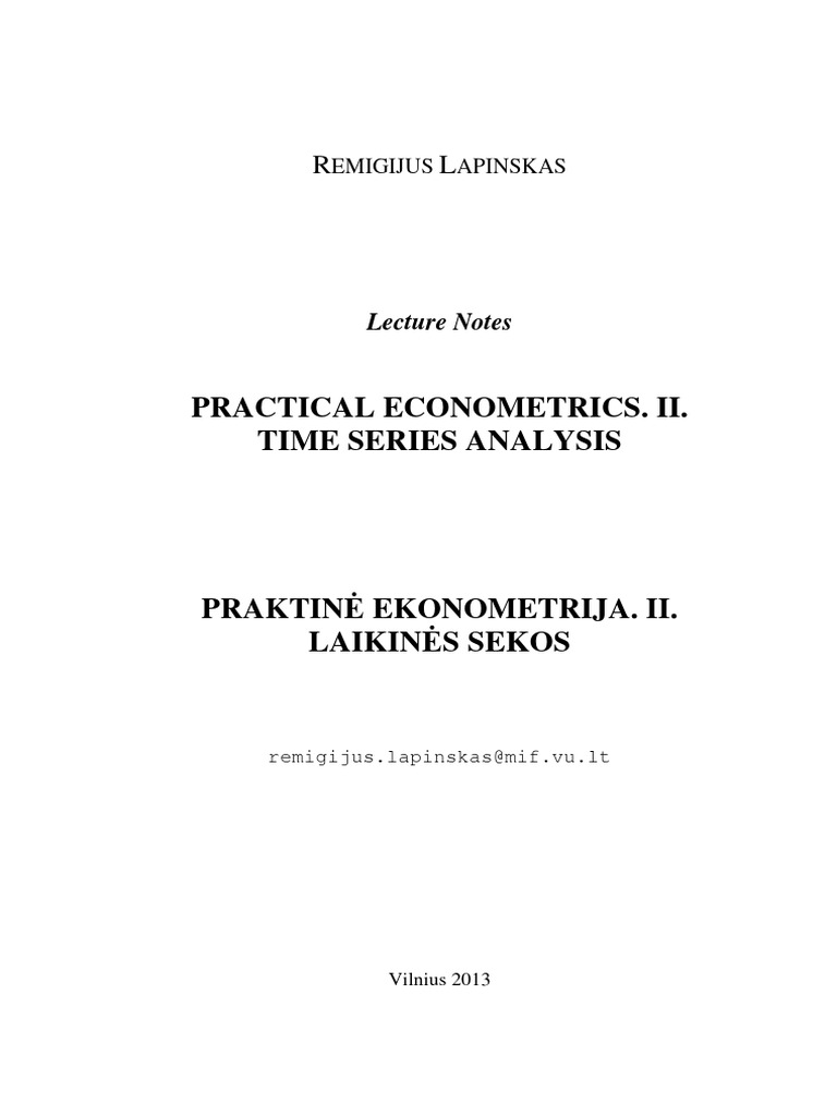 Econometrics: Time Series Analysis | PDF | Time Series | Coefficient Of Determination