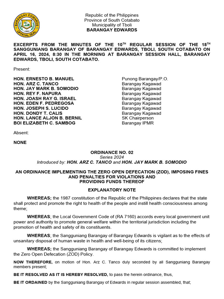 Ordinance 02 ZOD | PDF | Local Ordinance | Government