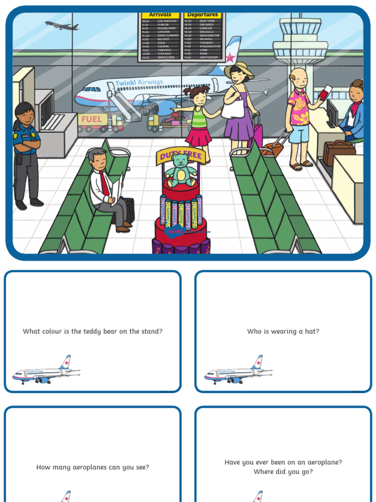 Airport Scene and Question Cards | PDF