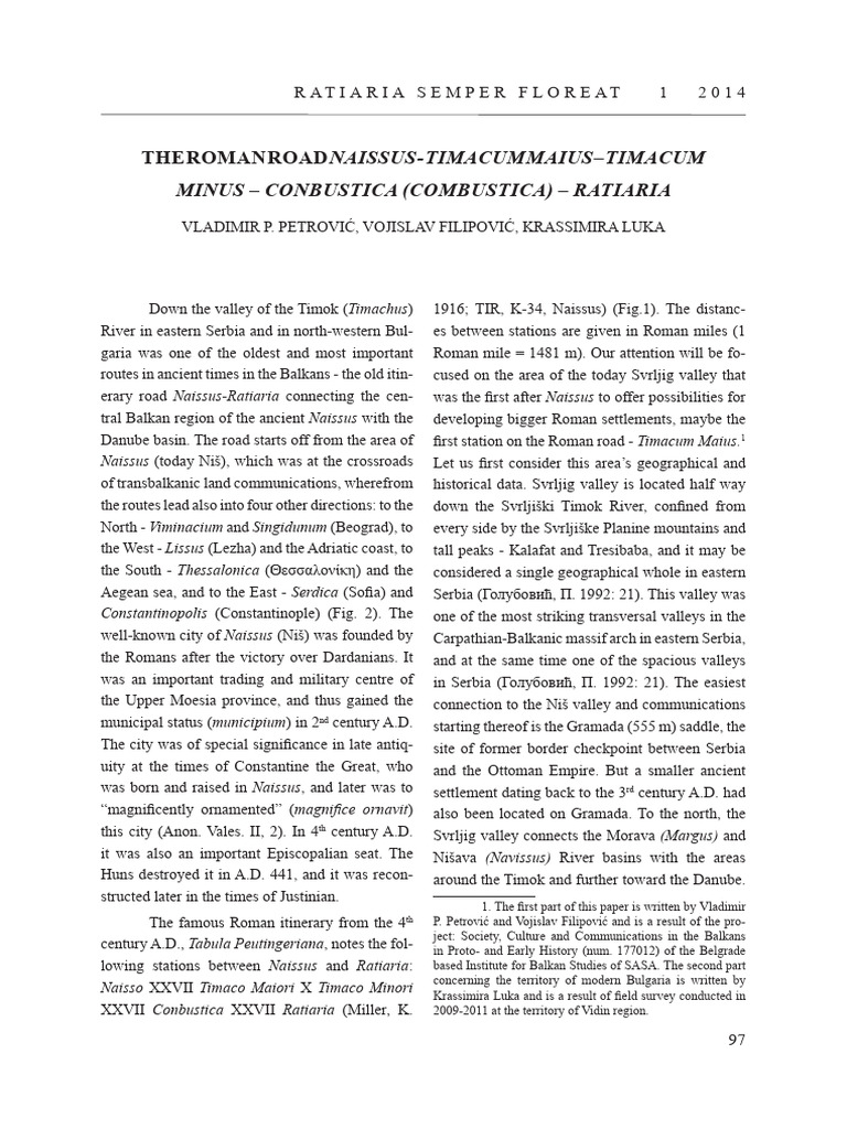 Roman Road Naissus-Ratiaria Overview | PDF | Fortification