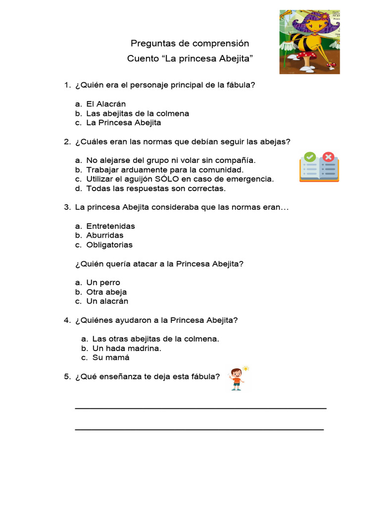 Preguntas de Comprensión Fábula 2 | PDF