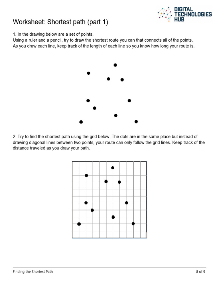 Shortest Path Worksheet Solutions | PDF
