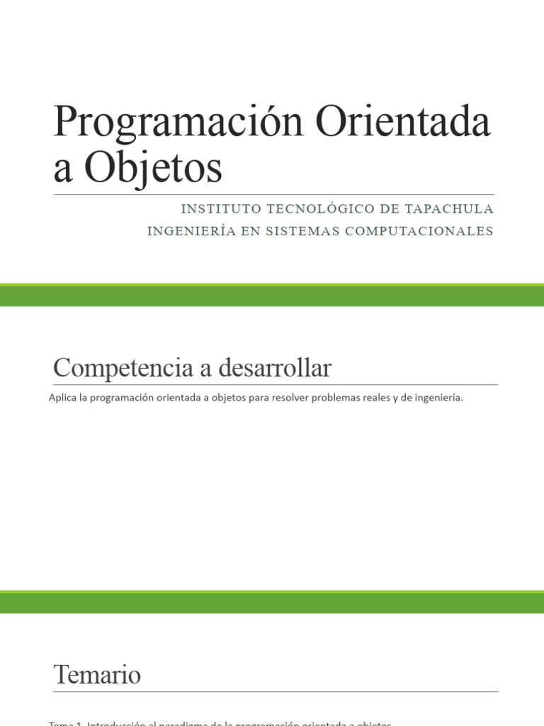 Presentacion ProgramaciónOrientadaObjetos | PDF | Objeto (informática) | Lenguaje de modelado ...