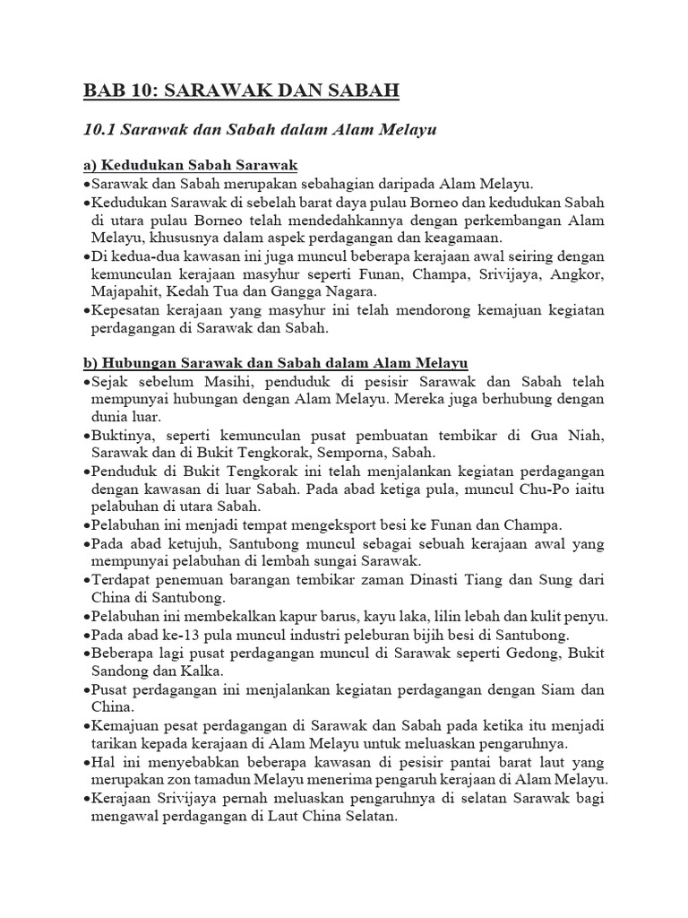 Sej F2_Nota Ringkasan Dan Latihan Topikal_ Bab 10 | PDF