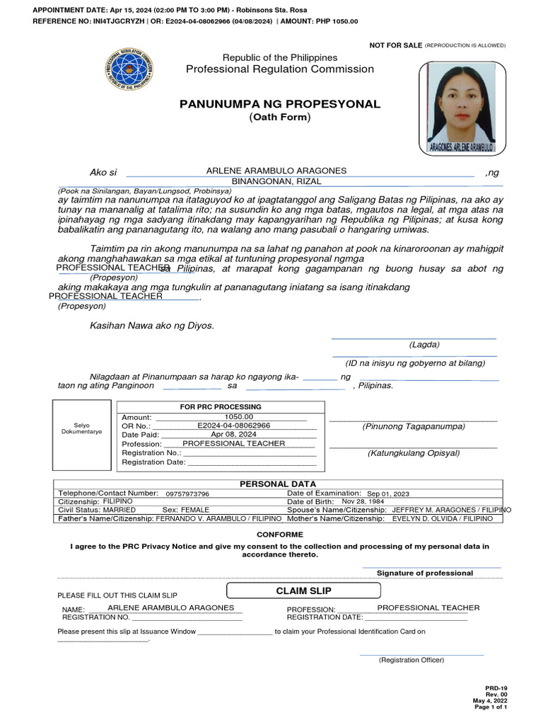 Panunumpa NG Propesyonal: Professional Regulation Commission | PDF