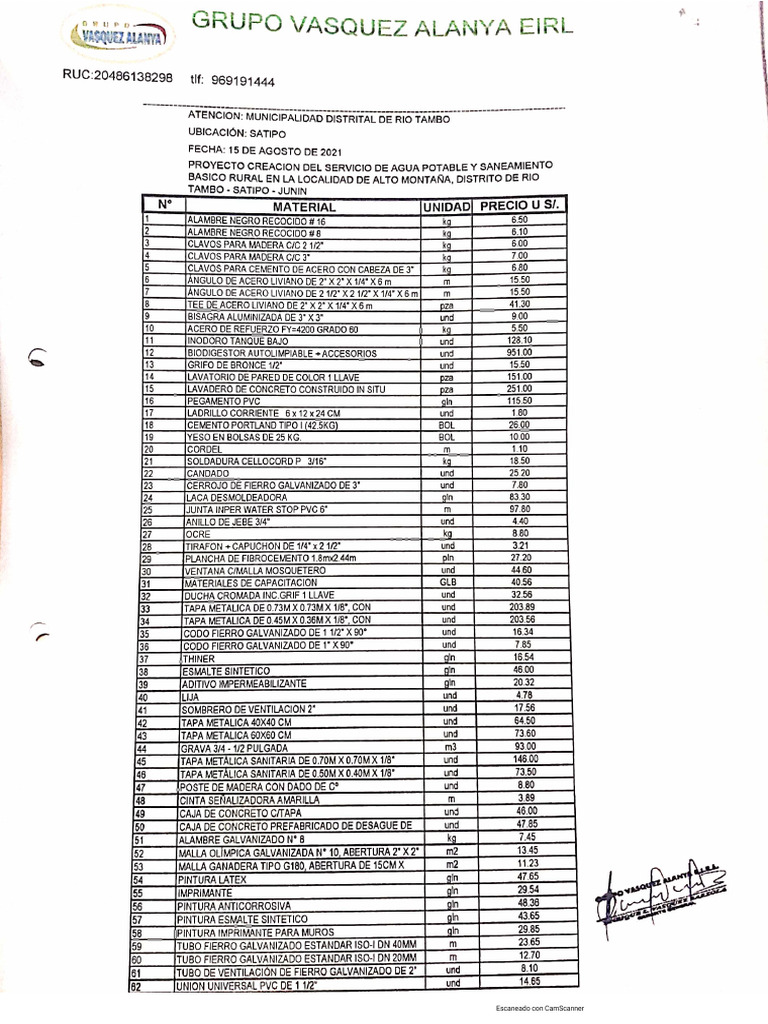 Cotiza - Satipo | PDF