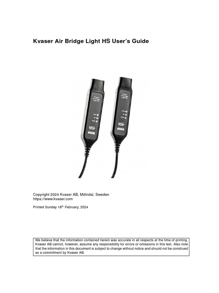 Kvaser Air Bridge Light Hs User Guide | PDF | System | Bit Rate