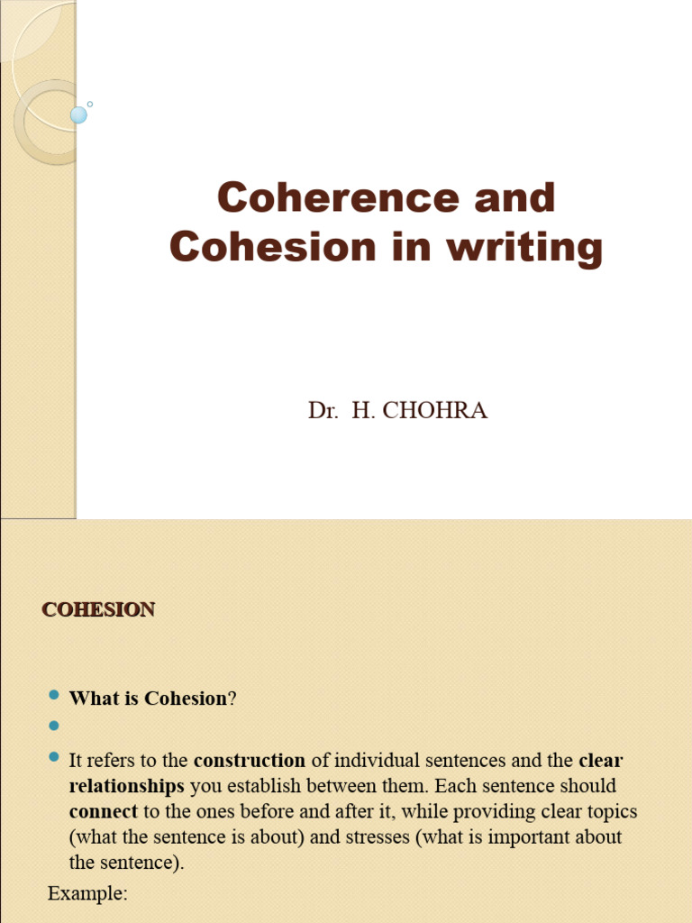 Coherence and Cohesion in Writing | PDF | Word | Noun