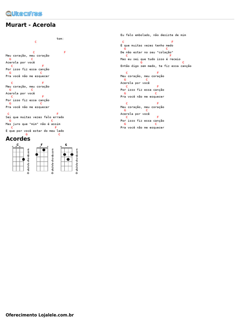 Murart - Acerola (Uke Cifras) | PDF