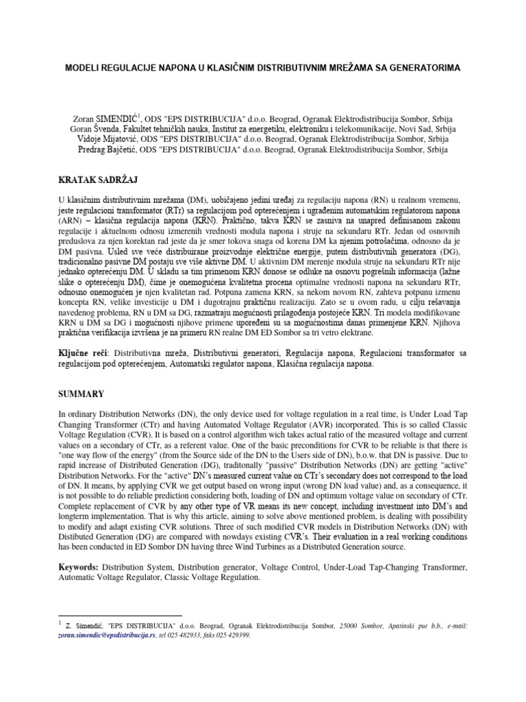 R-F.07 Modeli Regulacije Napona U Klasicnim Distributivnim Mrezama Sa Generatorima - 2018.09.05 ...