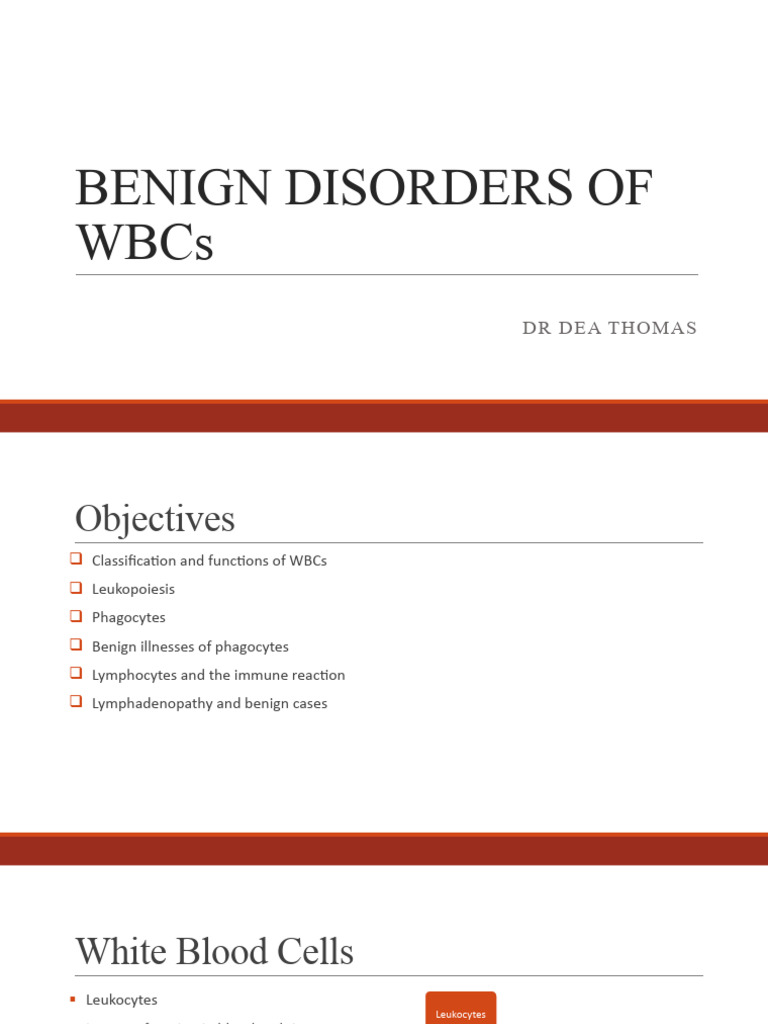 Benign White Blood Cell Disorders | PDF | White Blood Cell | Phagocyte
