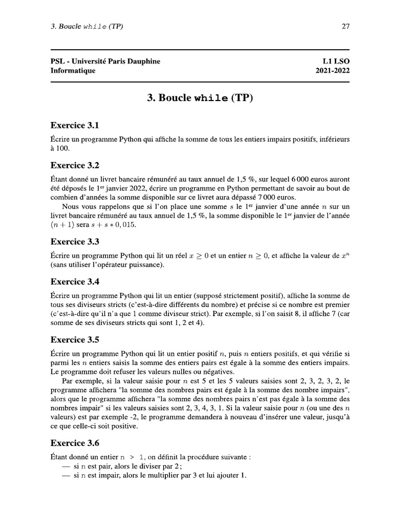 TP3 Boucle | PDF