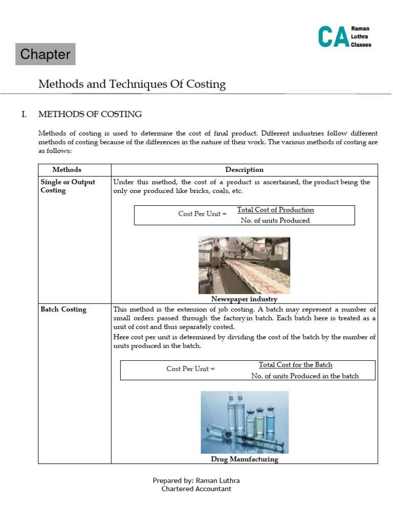 Costing Methods and Techniques Explained | PDF | Business | Economies