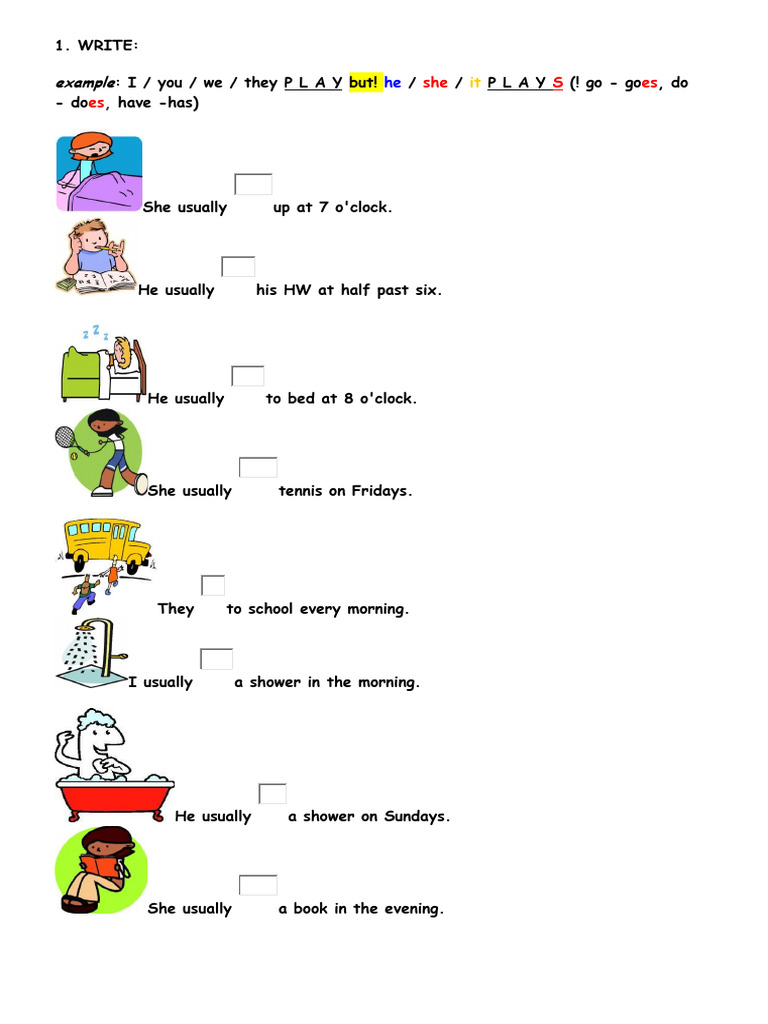 Simple Present Tense Exercises | PDF | Lunch