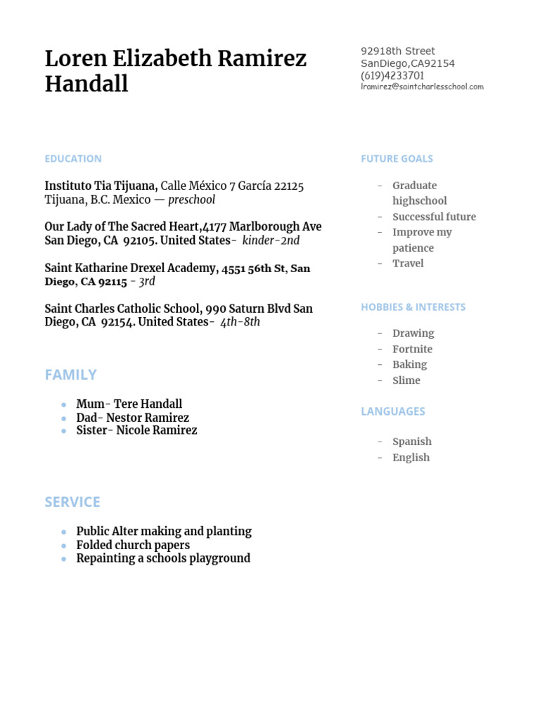 Loren Elizabeth Ramirez Handall: Family | PDF