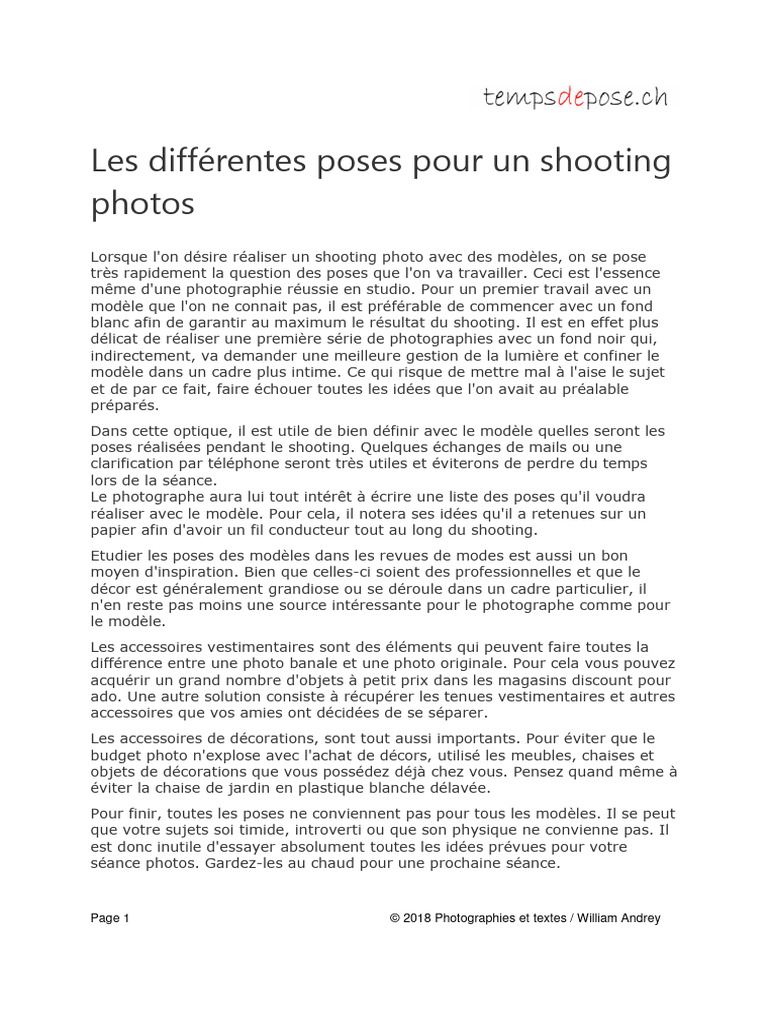 Idées de poses pour shooting photo | PDF