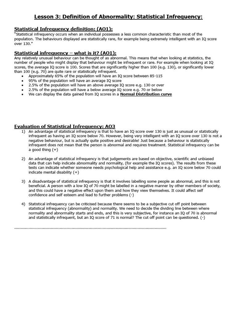 Lesson 3 Statistical Infrequency 2019 Copy 2 | PDF | Intelligence ...