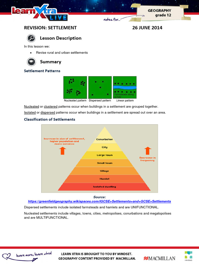 Revision Settlements 26june2014 Pdf Urbanization Human Migration