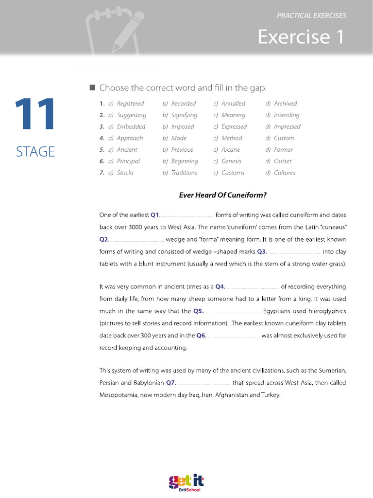 Exercises Callan Stage 11 | PDF