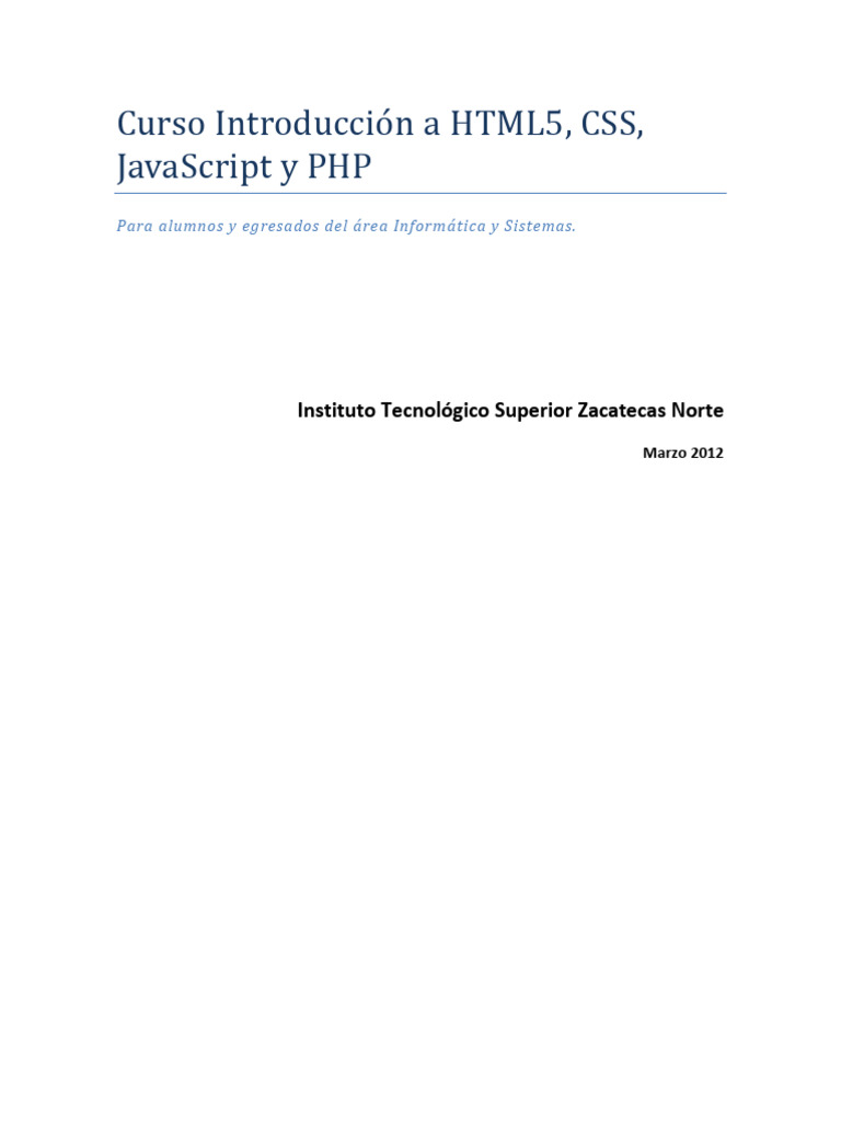 Curso HTML5, CSS, JS y PHP ITSZN | PDF | Script Java | Php