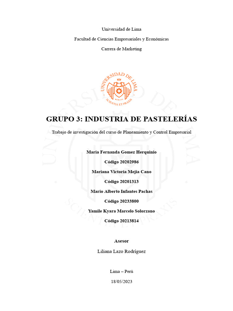 Trabajo Oficial Grupo 3 - Pastelerías - Planeamiento y Control ... Trabajo Oficial Grupo 3 - Pastelerías - Planeamiento y Control ...