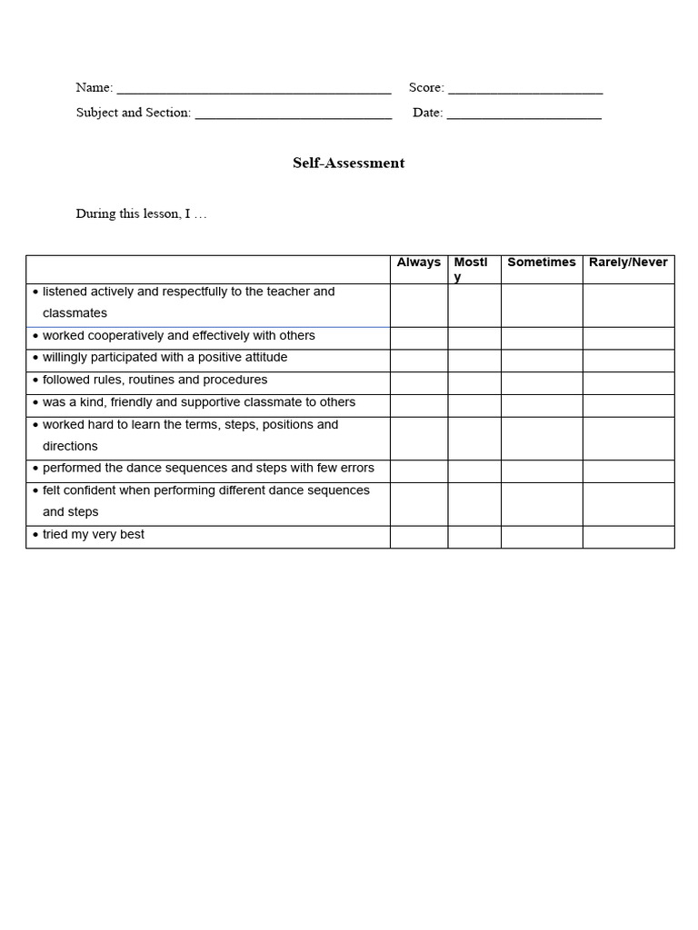 Self Assessment | PDF