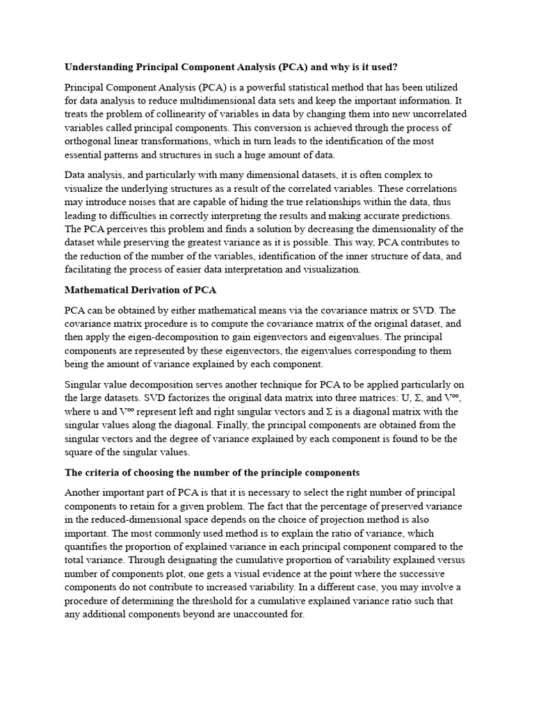 Summary PCA by Atta Mohammad 26040 | Download Free PDF | Principal Component Analysis ...